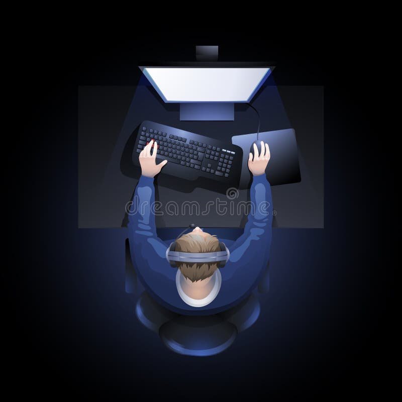 Guy playing the computer stock vector. Illustration of gamer - 81306917