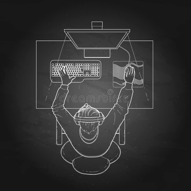 Guy playing the computer stock vector. Illustration of gamer - 81306917