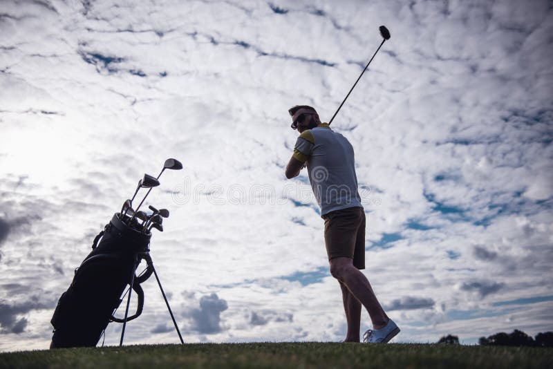 Guy playing golf stock photo. Image of male, club, fresh - 297325036