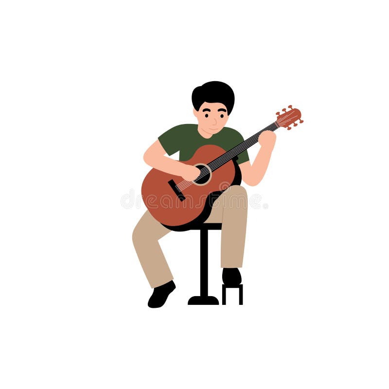 Hobby Concept, Guy Plays the Classical Guitar Stock Vector ...