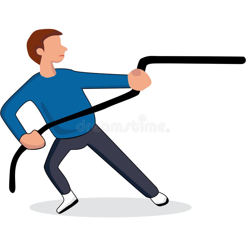 A Guy is Pulling All His Strength the Rope. Stock Vector - Illustration ...