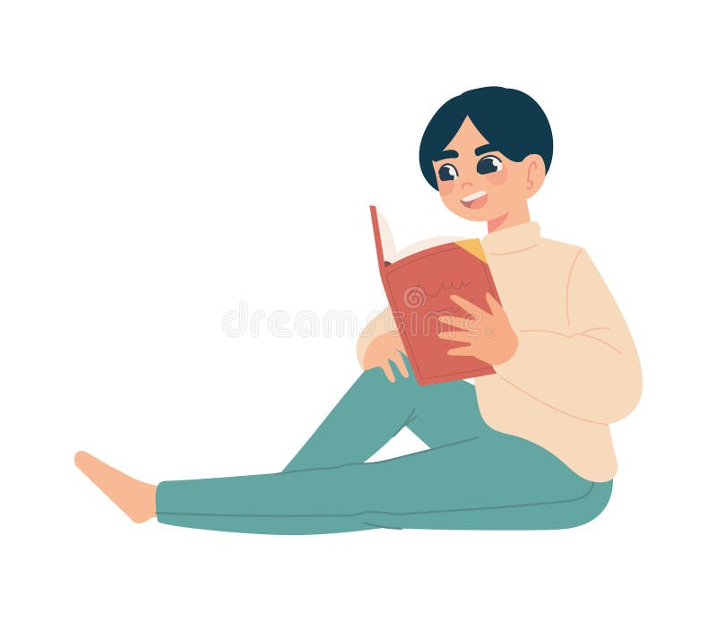 Guy reading textbook stock illustration. Illustration of male - 261054639