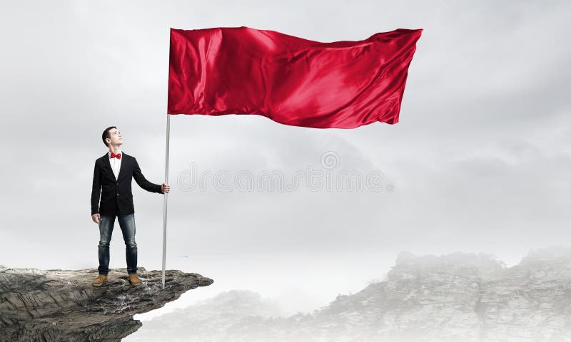 Guy with red flag stock photo. Image of patriotic, stick - 68083960