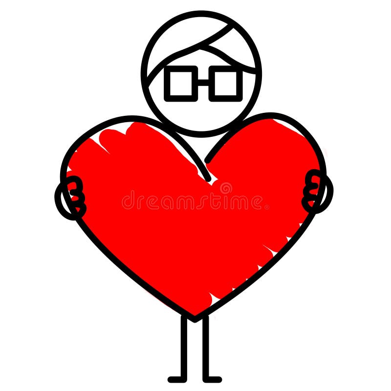 Guy with a red heart stock illustration. Illustration of lines - 28673472