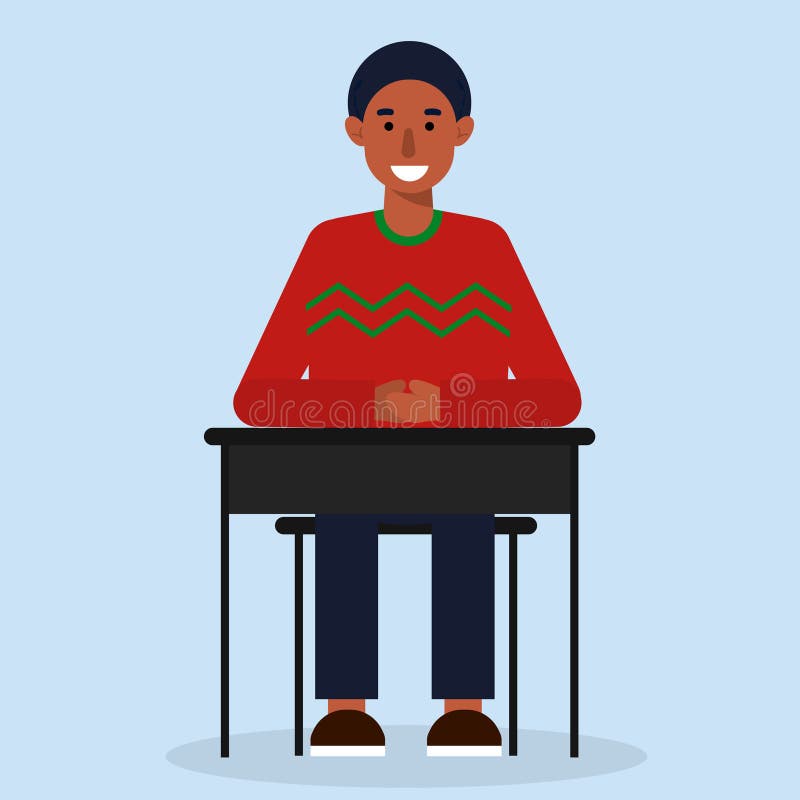 Guy in Red Sitting at the Table Stock Vector - Illustration of business ...