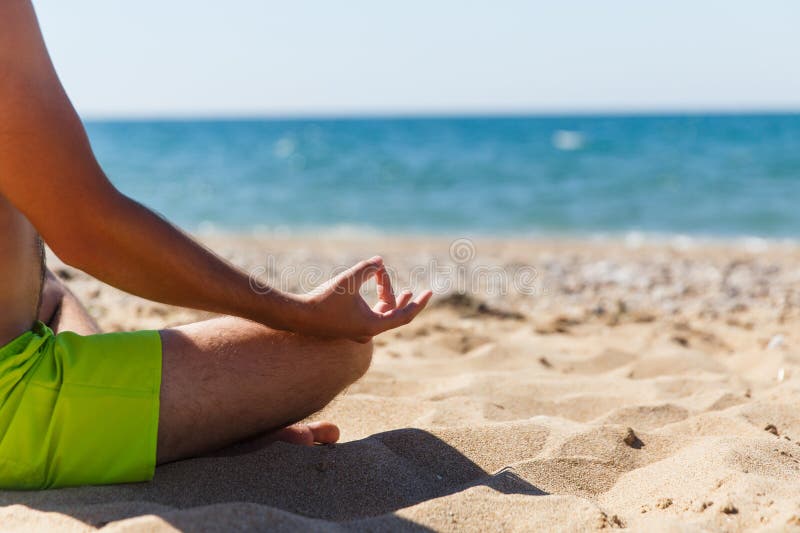 Guy Relaxes on Picturesque Seaside Stock Image - Image of calm, blue ...