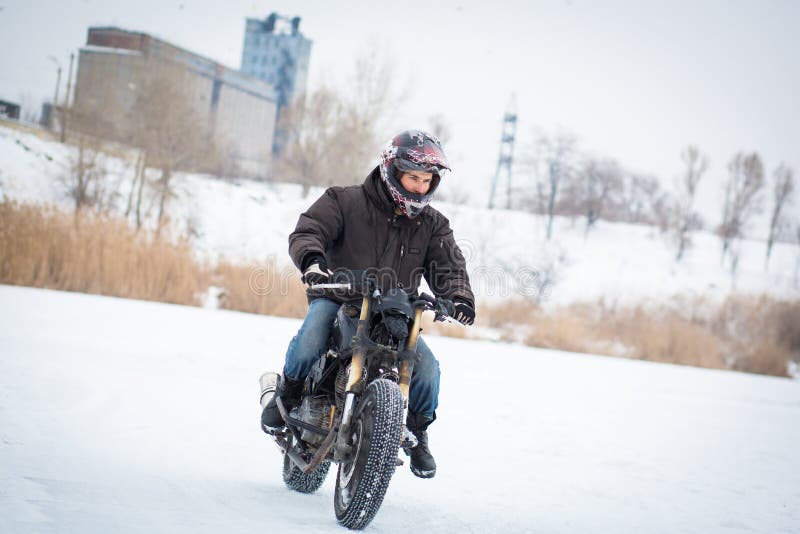 A Guy Rides a Motorcycle on a Frozen Lake Editorial Stock Photo - Image ...