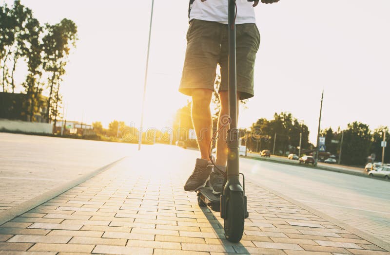 The Guy Riding the Electric Scooter Stock Image - Image of escooter ...