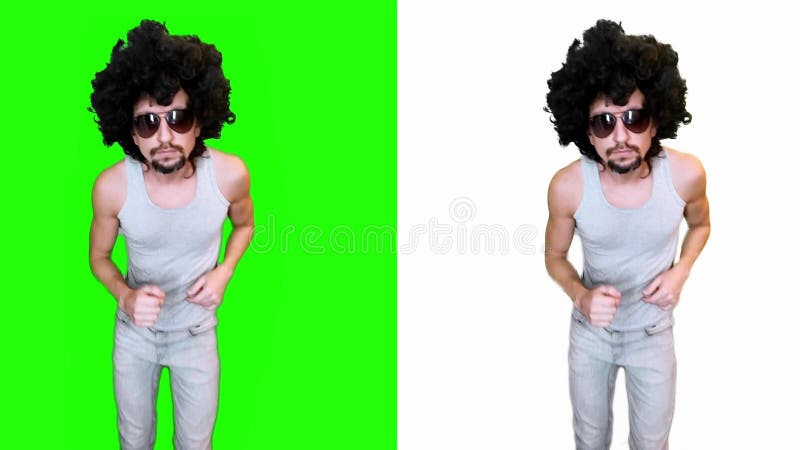 Guy Running on Camera on Green Background Stock Footage - Video of ...