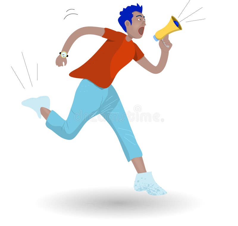 Guy Screaming into a Megaphone Stock Illustration - Illustration of ...