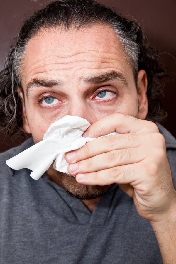 Guy with a runny nose stock image. Image of diseased - 32067269