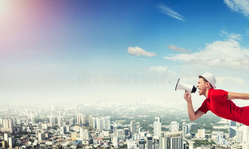 Guy Screaming in Loudspeaker Stock Image - Image of fashion, shout ...