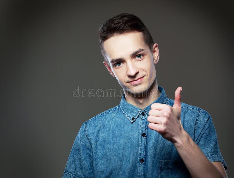 Guy showing thumbs up stock image. Image of smiley, caucasian - 71171251