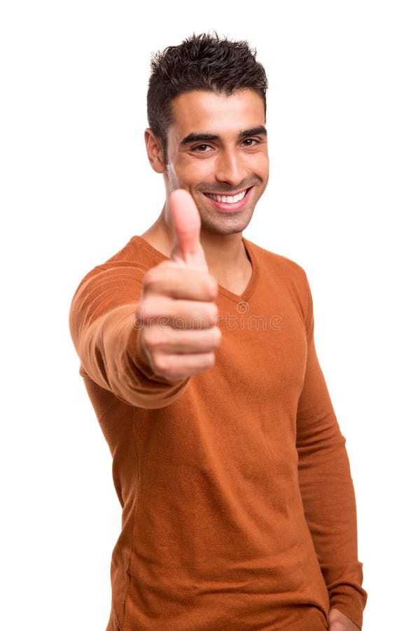 Guy showing thumbs UP stock photo. Image of closeup, background - 33927088