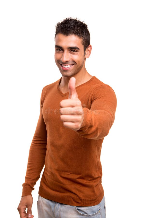 Guy showing thumbs UP stock photo. Image of closeup, background - 33927088