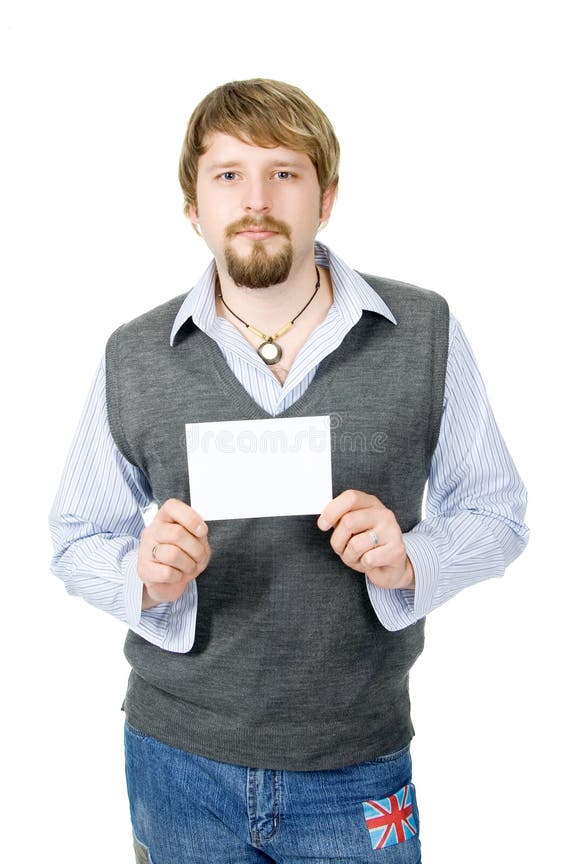 Guy with sign stock image. Image of handsome, adult, board - 1579209