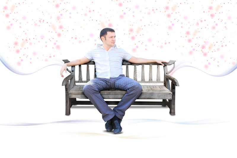 Guy Sit on Park Bench Isolated Stock Image - Image of lines, arms: 10078923