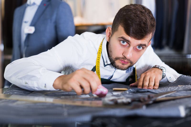 Guy Snipper in Modern Workshop Stock Image - Image of clothing ...