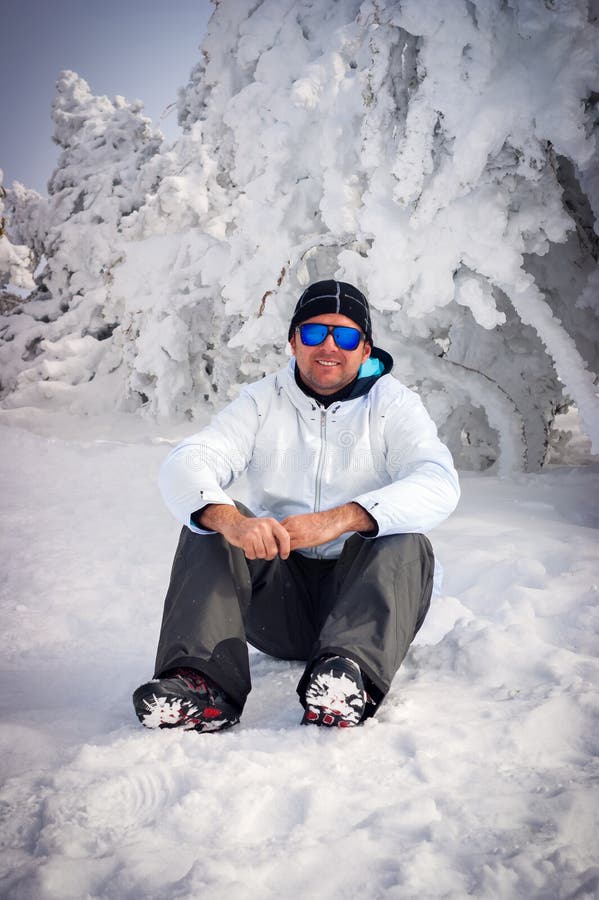 The guy on snow stock photo. Image of freshness, smile - 60708790