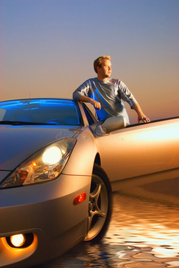 Guy with a sport car stock image. Image of fast, aggressive - 3146407
