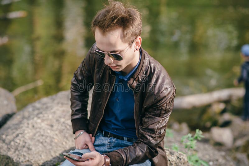Guy in spring day stock image. Image of light, handsome - 72665823