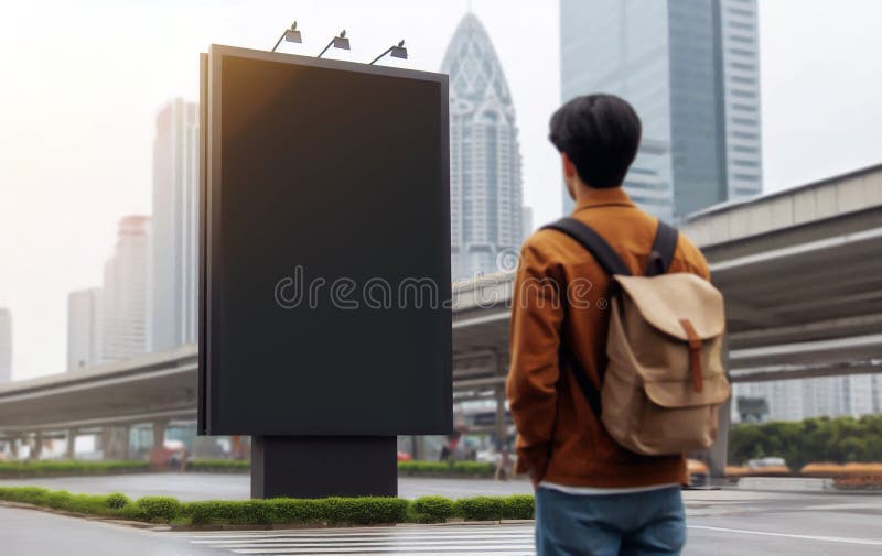 A Guy Stands in Front of a Huge Empty Billboard Placed Next To a ...