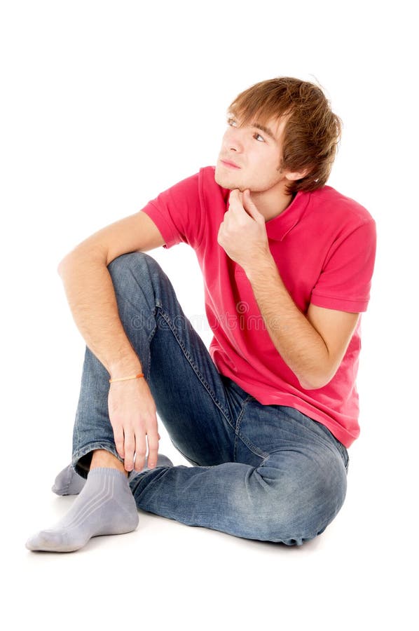 Guy Student Sitting And Thinking Stock Image - Image of sensual, create ...