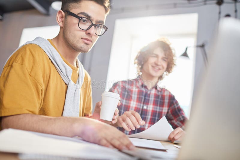 Guy studying stock image. Image of workplace, cafe, corporate - 118628935