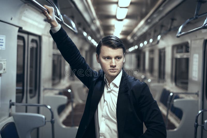 Guy in the subway car. stock photo. Image of emptiness - 111558648