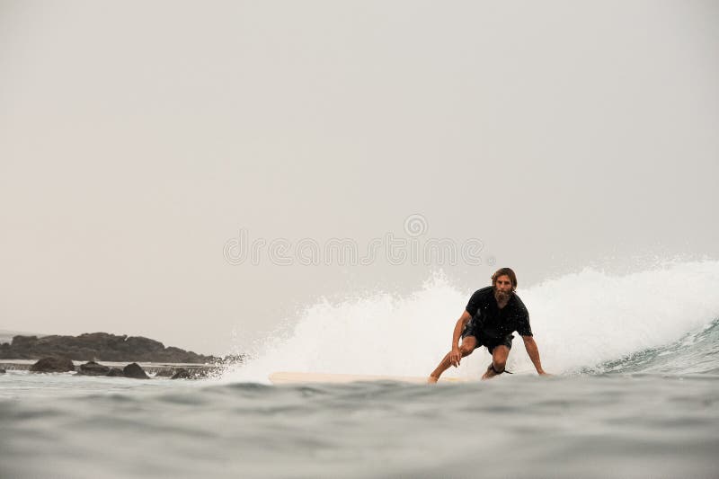Guy Surfing the Wave in the Sea Stock Image - Image of human, blue ...