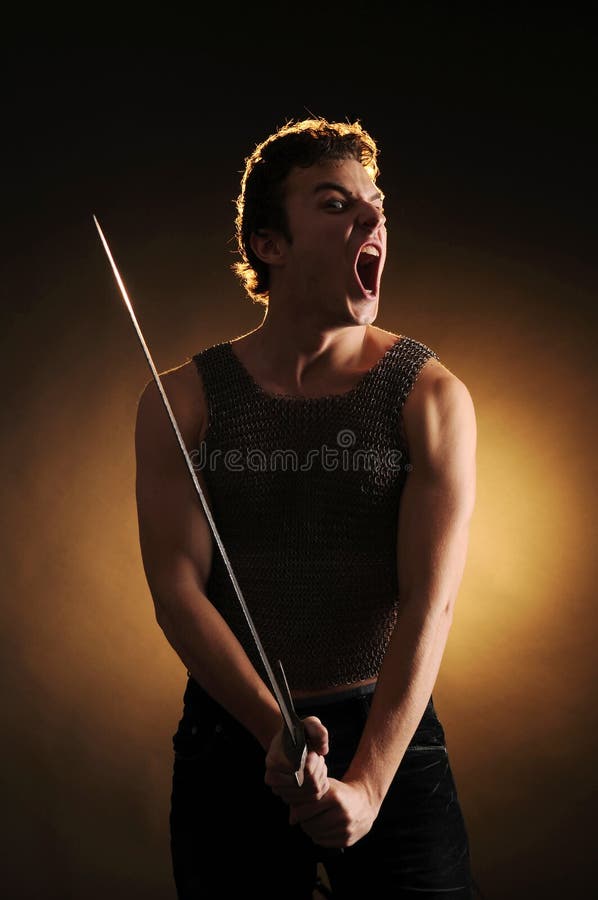 Guy with a sword stock image. Image of attractive, meele - 6858459