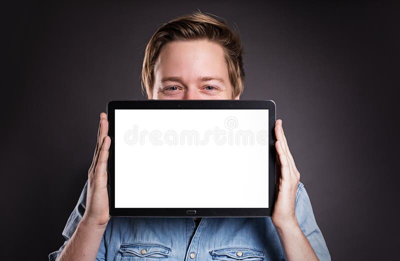 Guy with Tablet PC stock photo. Image of person, internet - 50048072