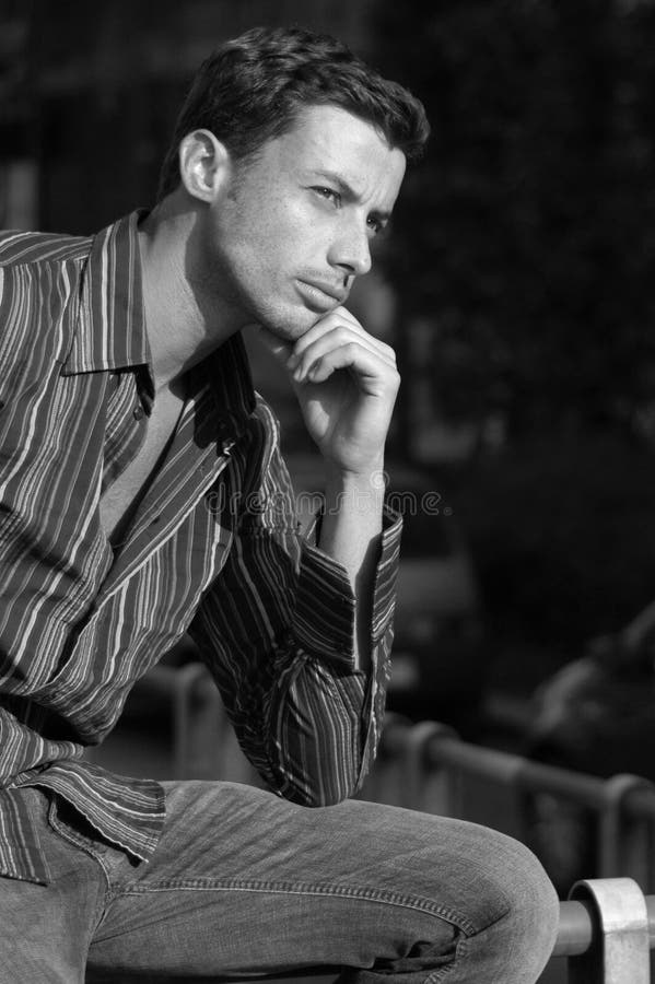 Guy thinking stock image. Image of glad, awesome, close - 3144535