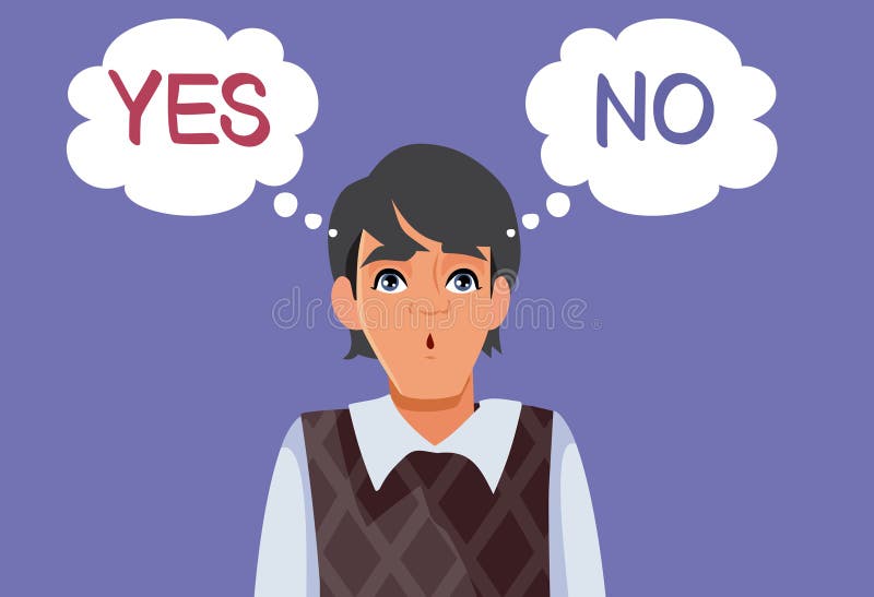 Man Deciding in a Simple Yes or No Problem Vector Illustration Stock ...