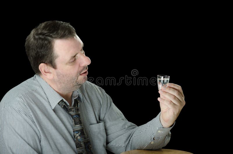 Guy Thinks To Drink One More Vodka Shot Stock Image - Image of mature ...
