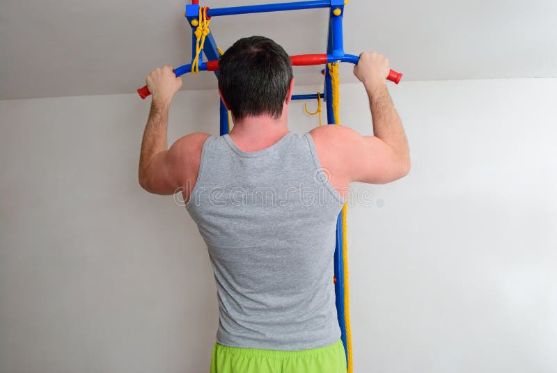 Guy To Catch Up on the Bar Wide Grip Stock Image - Image of cheerful ...