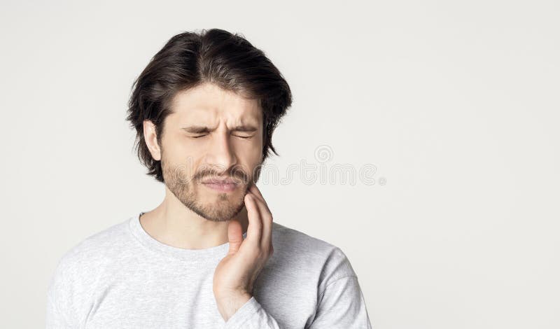 Guy Touching Face. Man Feeling Strong Dental Problems Stock Image ...
