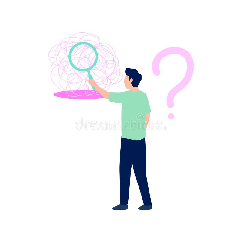 Boy is Trying To Solve Business Questions Stock Illustration ...