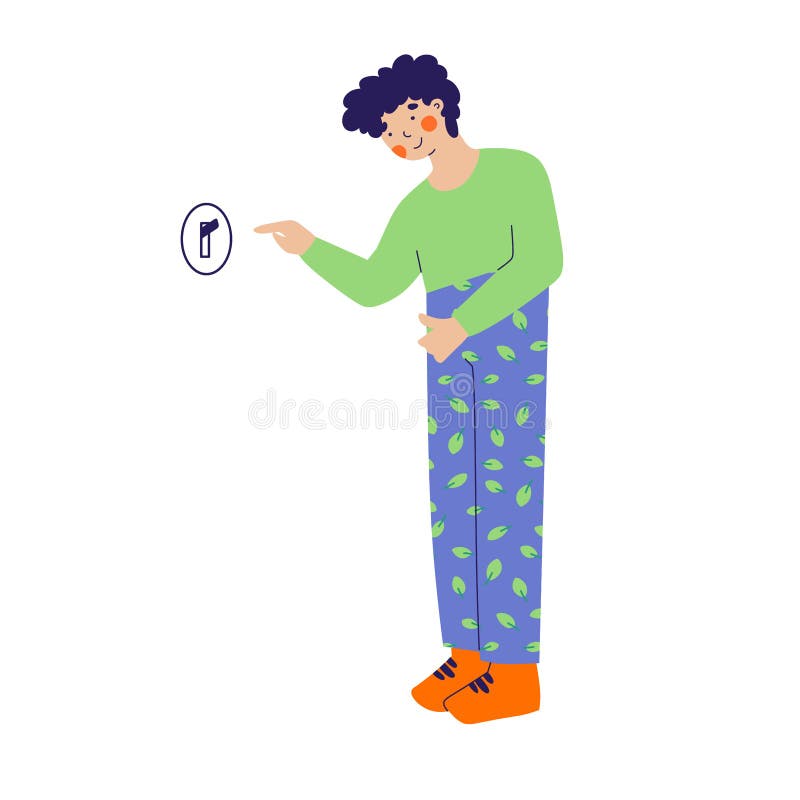Guy Turns Off Light, the Switch Cartoon Vector Illustration. Cartoon ...