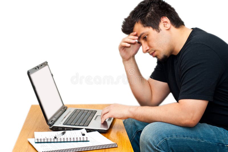 Guy using his laptop stock photo. Image of hand, personal - 15237820
