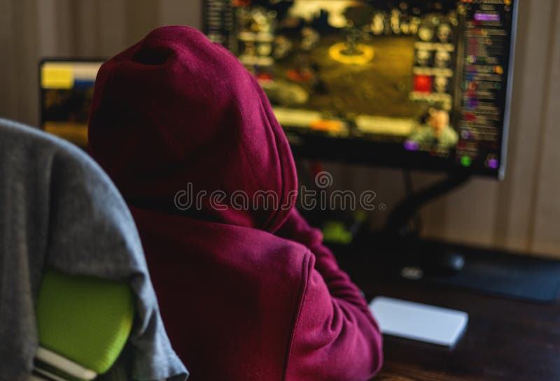 Guy is Watching the Game on Stream Stock Photo - Image of play ...