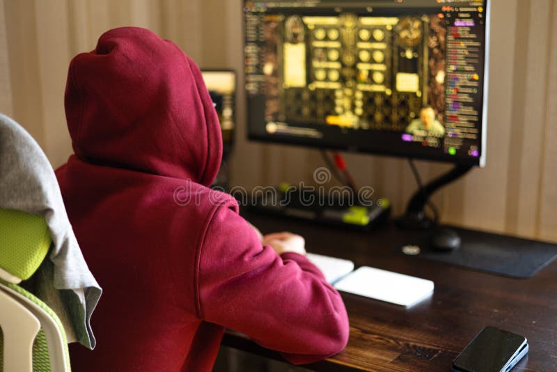 Guy is Watching the Game on Stream Stock Photo - Image of computer ...