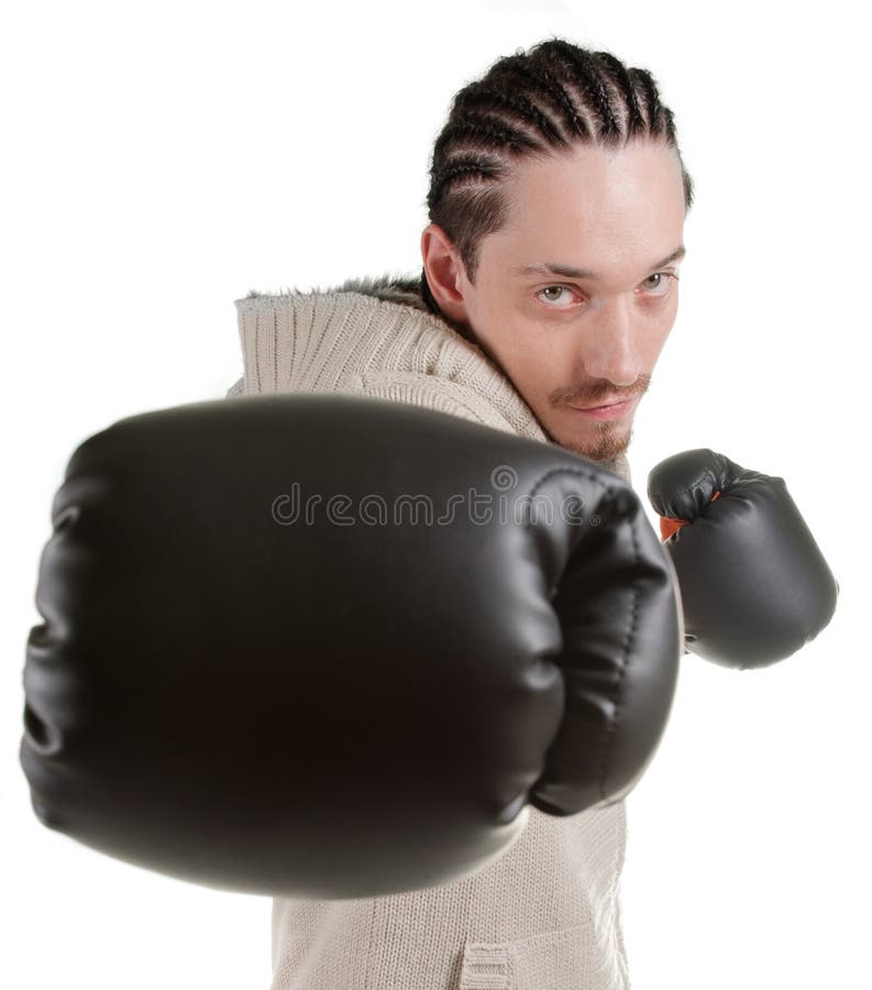 A Guy Wearing Boxing Gloves Stock Photo - Image of ambitious, sport ...