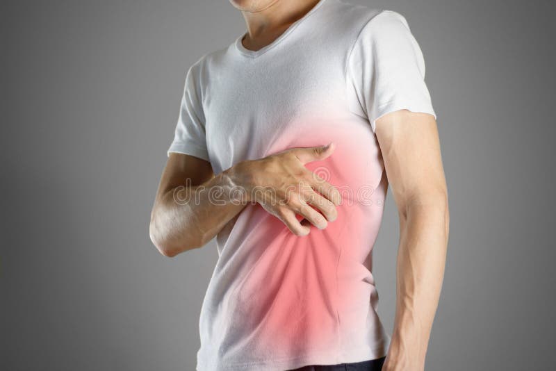 Guy in White Shirt Scratching His Body. Scabies Stock Photo - Image of ...