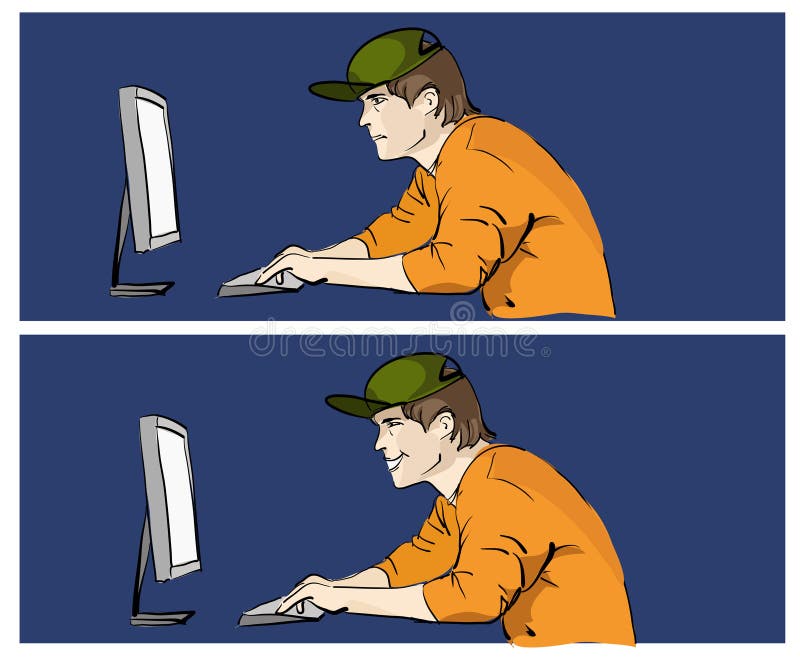 Guy working on computer stock vector. Illustration of child - 19657224