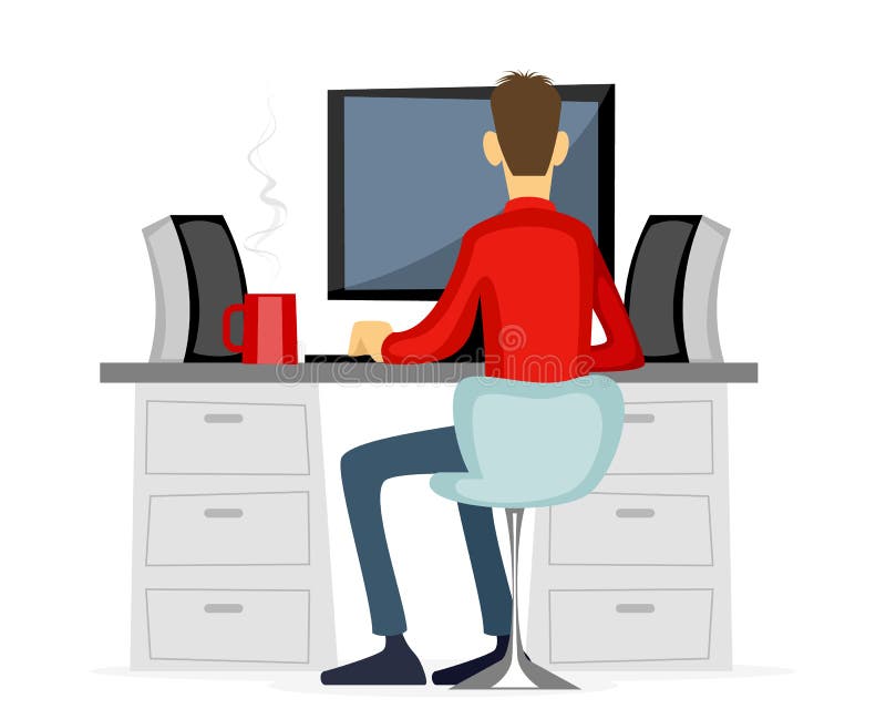 Guy working at computer stock vector. Illustration of businessman ... Guy working at computer stock vector. Illustration of businessman ...