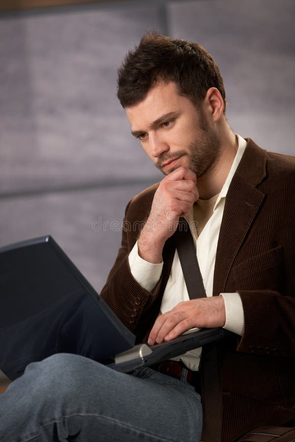 Guy Working On Laptop Stock Photo - Image: 21446220
