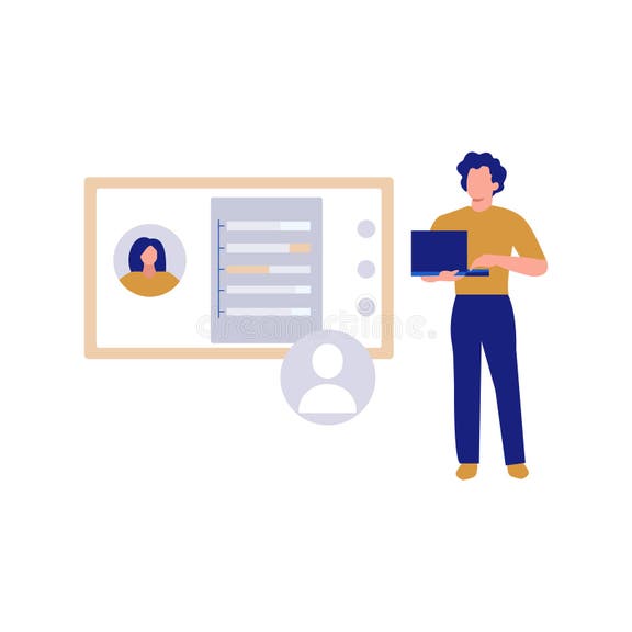 A Guy is Working on a Resume for an Interview Stock Illustration ...