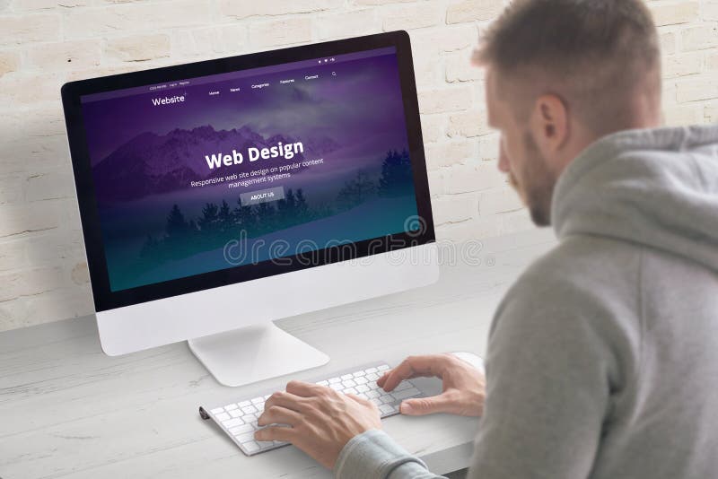 The Guy Works on the Website Design in the Office Stock Image - Image ...