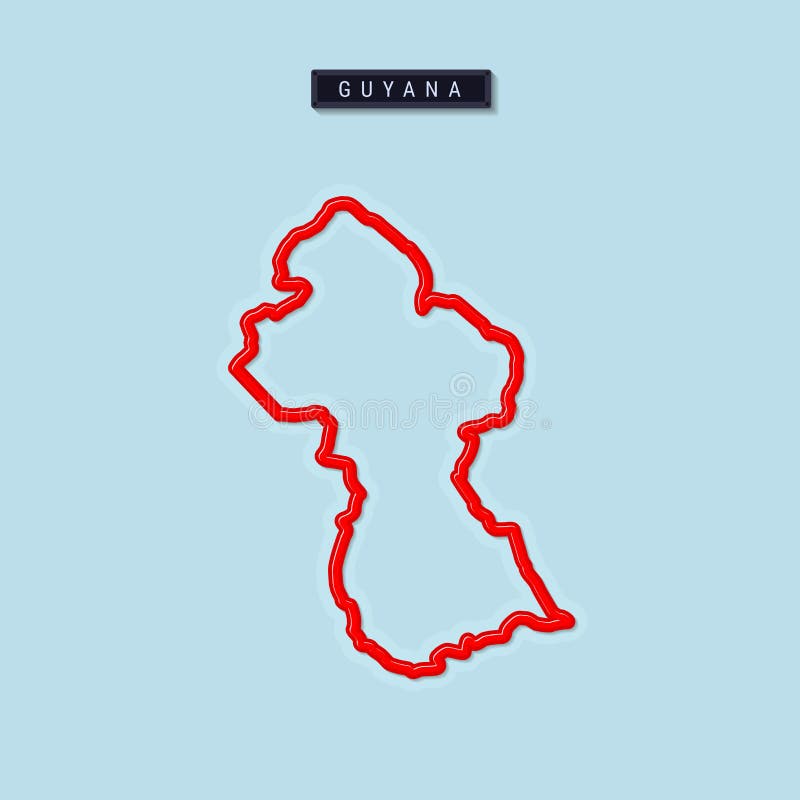 Guyana Bold Outline Map Vector Illustration Stock Vector